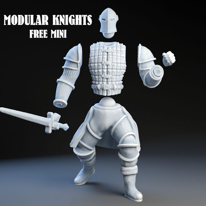 3D Printable Modular Knight - Free Mini by YourNeighborKnight Minis
