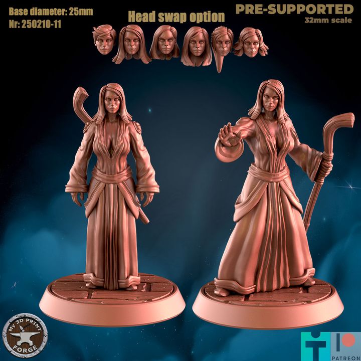 3D Printable Female Mage Warlock Two Models by My3DPrintForge