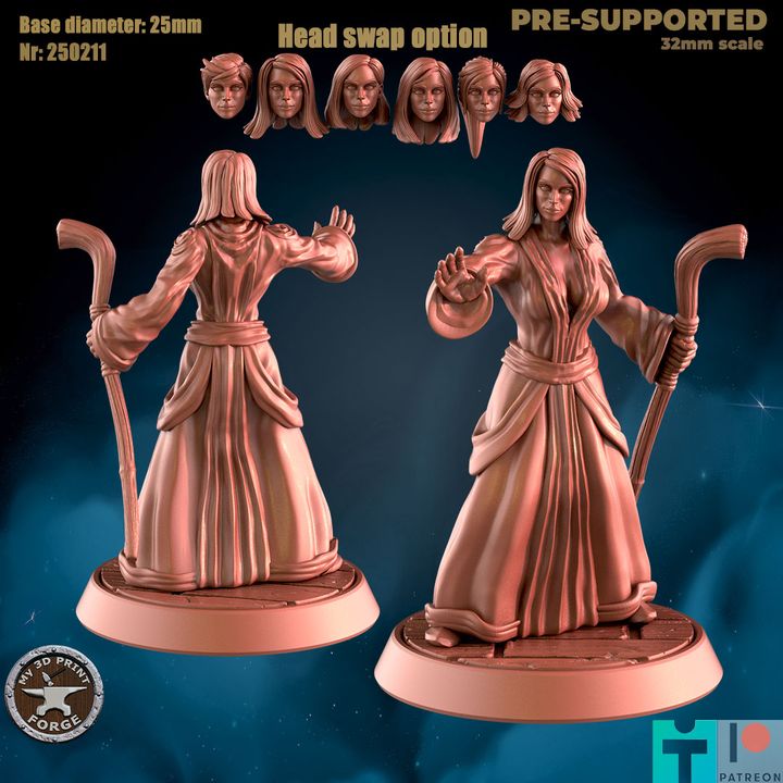3D Printable Female Mage Warlock Two Models by My3DPrintForge