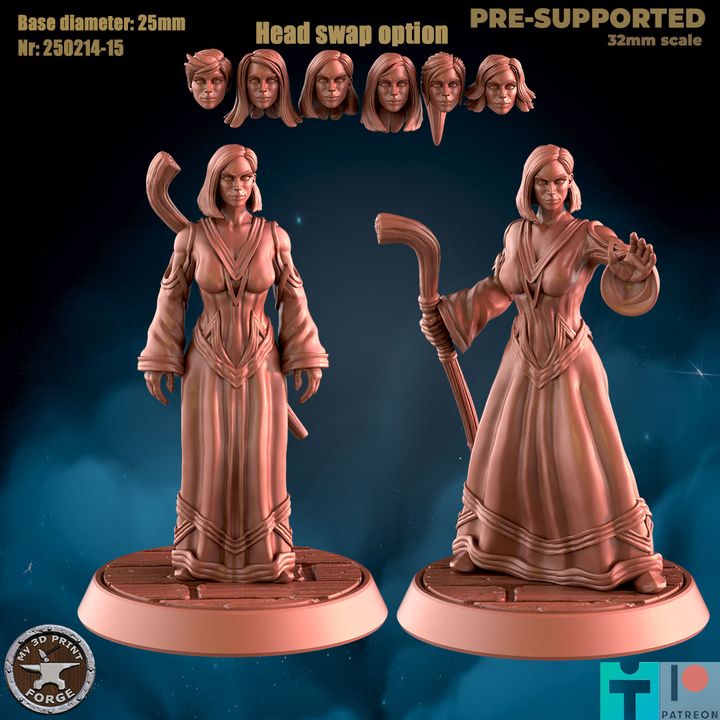 3D Printable Female Priest Two Models by My3DPrintForge