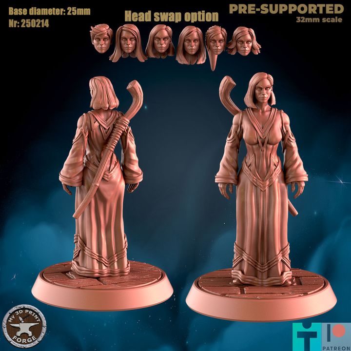 3D Printable Female Priest Two Models by My3DPrintForge