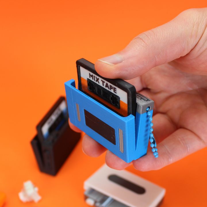 3D Printable Retro Cassette Tape Player Fidget Clicker Keychain by ...