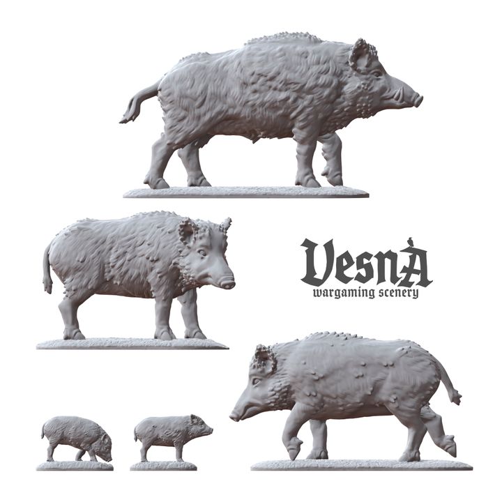3D Printable WILD BOARS PACK by VESNA SCULPTS