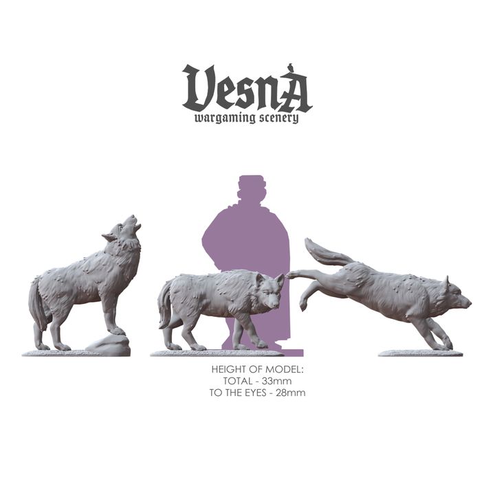 3D Printable WOLVES PACK by VESNA SCULPTS