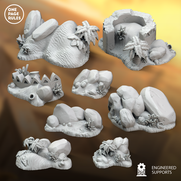 3D Printable Desert Medium Terrain by One Page Rules