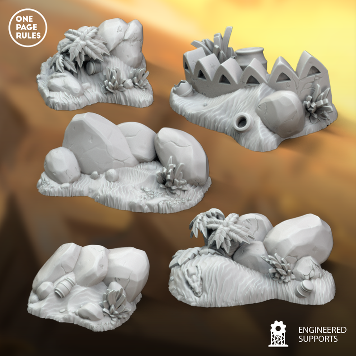 3D Printable Desert Medium Terrain by One Page Rules