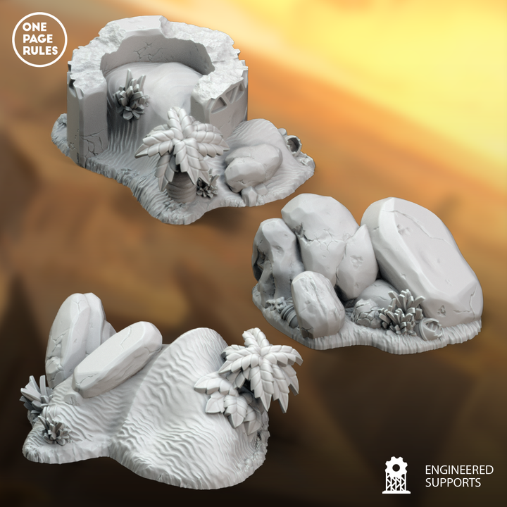 3D Printable Desert Medium Terrain by One Page Rules