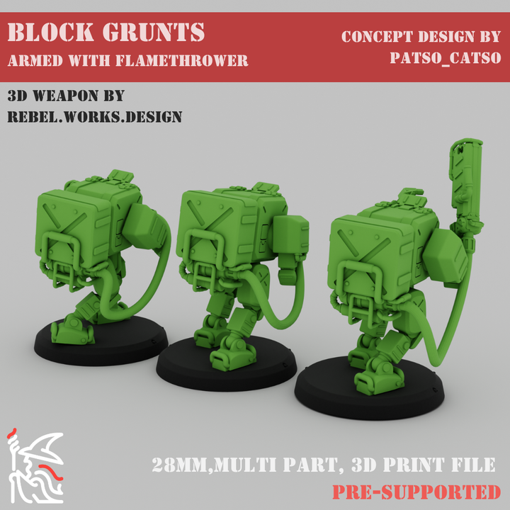 3D Printable [Block State] Block Grunts Set C 28mm by Filamentio