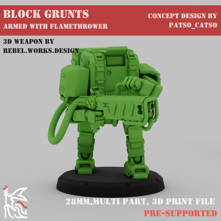 3D Printable [Block State] Block Grunts Set C 28mm by Filamentio