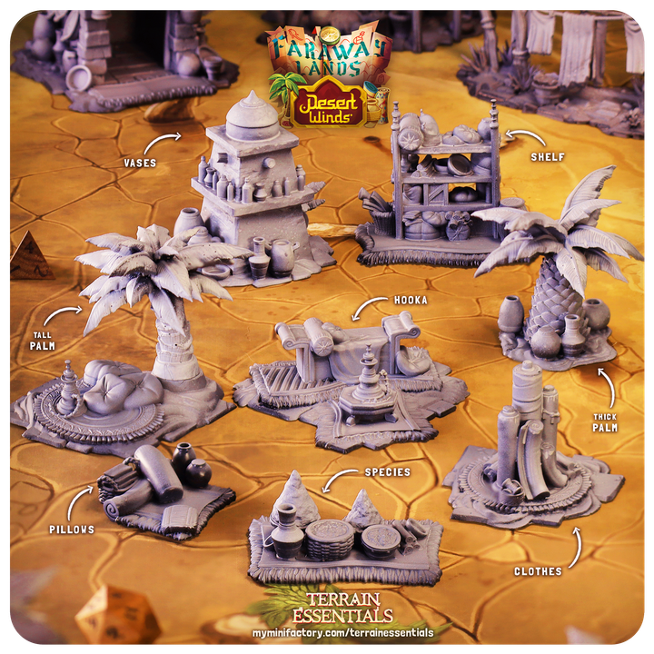 3D Printable Desert Winds Terrain - Sunny Mirage Scatter (Pre-Supported ...