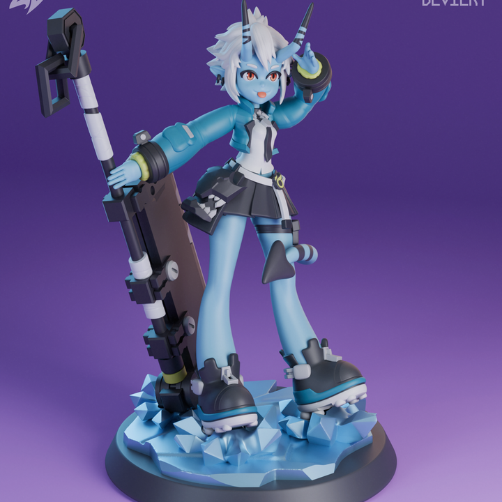 3D Printable Aokaku Soukaku, Hungry Ice Oni Girl by Lavender Devilry