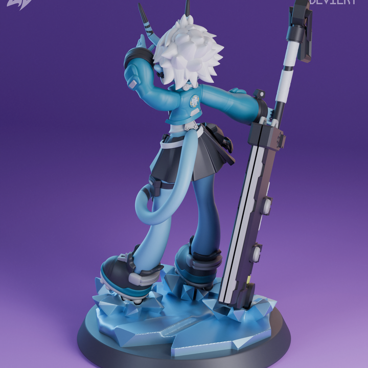 3D Printable Aokaku Soukaku, Hungry Ice Oni Girl by Lavender Devilry