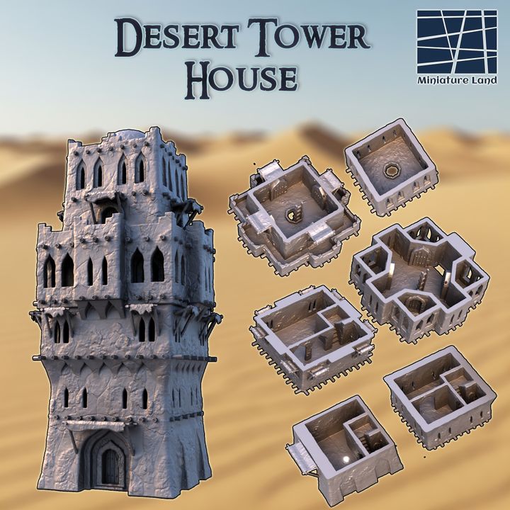 3D Printable Desert Tower House - Tabletop Terrain - 28 MM by MiniatureLand