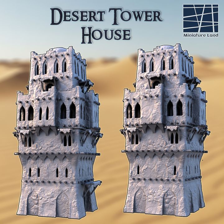3D Printable Desert Tower House - Tabletop Terrain - 28 MM by MiniatureLand