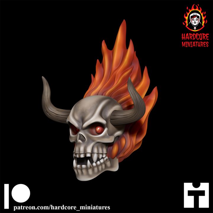 3D Printable Flaming Skull Demon by Hardcore Miniatures