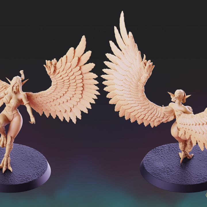 3D Printable Fantasy Harpies - Bundle by PSMiniatures