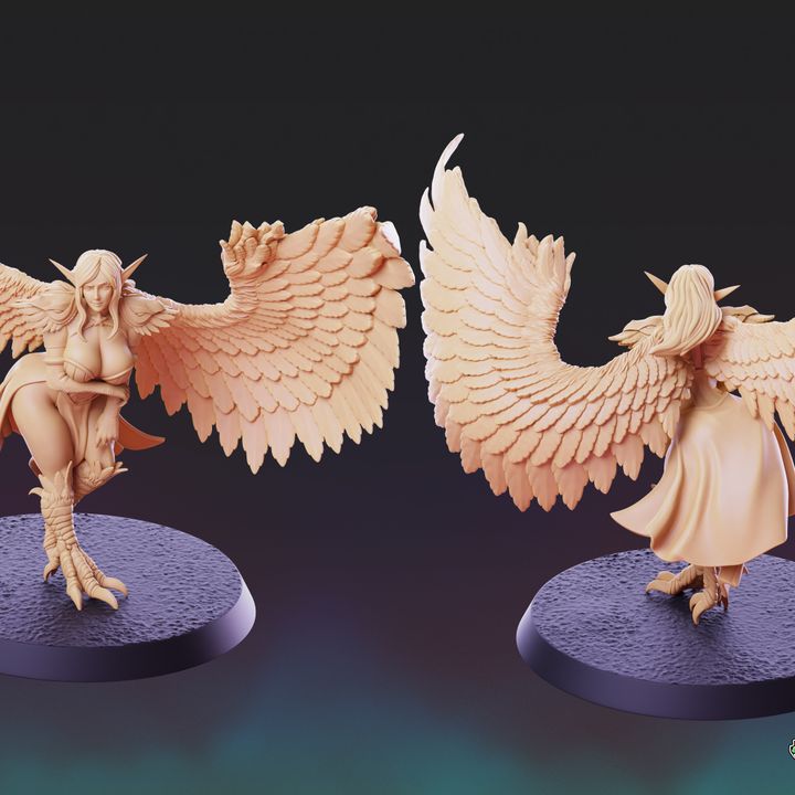 3D Printable Fantasy Harpies - Bundle by PSMiniatures