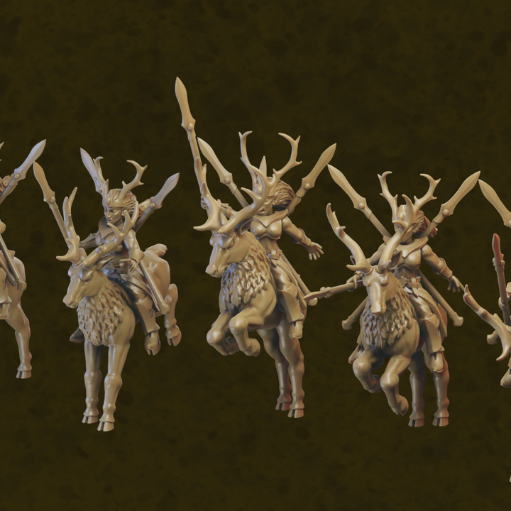 3D Printable Wood Elf Deer Sisters Miniatures (32mm, modular) by Juhász ...
