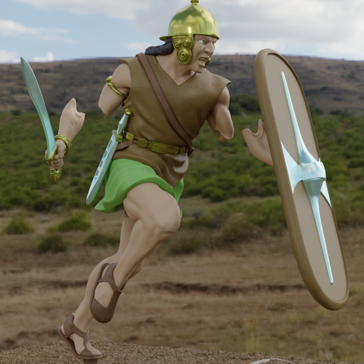 3D Printable 75mm Display Celt Iberian Swordsman with scenic base by ...