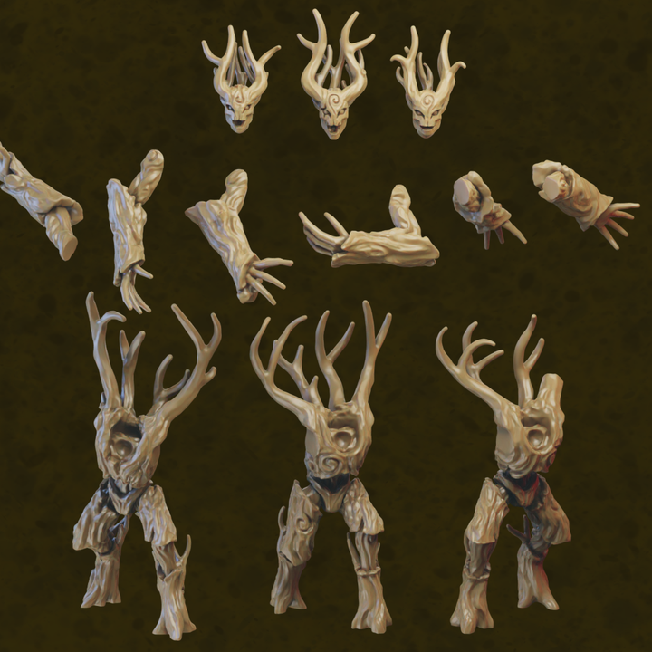 3D Printable Tree Kin Minitures (32mm, modular) by Juhász Gergely