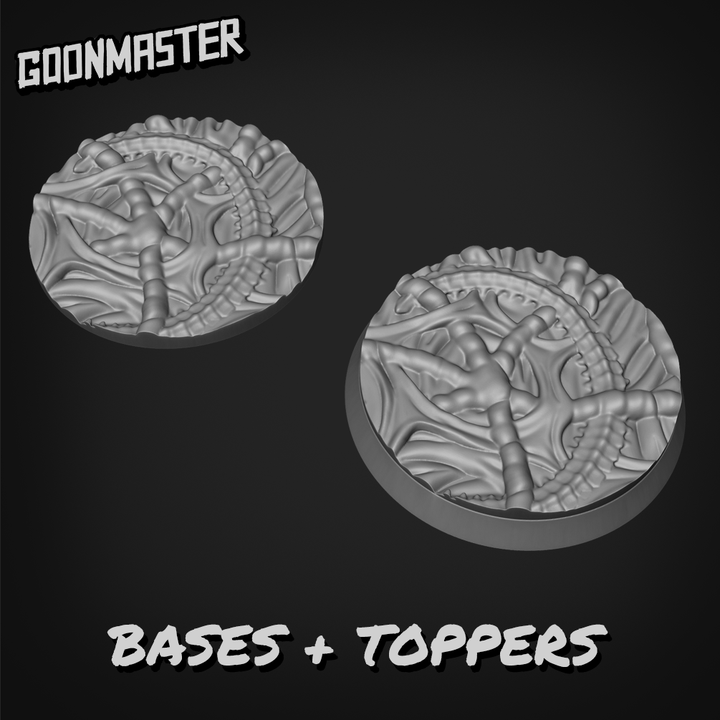 3D Printable Fleshy Organic Bases/Toppers 40mm Round x 5 by Goon Master