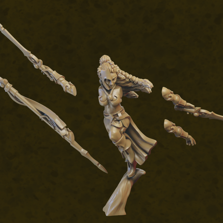 3D Printable Wood Elf Bladedancer Miniature (32mm, modular) by Juhász ...