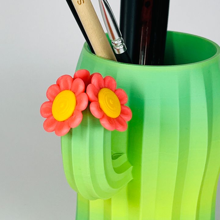 3D Printable Cactus Desk Organizer 🌵 , Desk, Magnetic Flowers (Optional ...