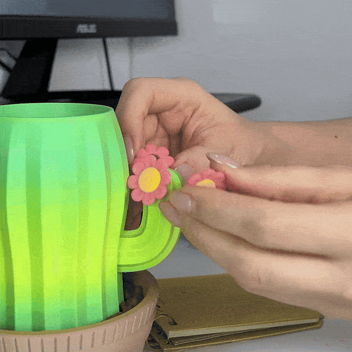 3D Printable Cactus Desk Organizer 🌵 , Desk, Magnetic Flowers (Optional ...