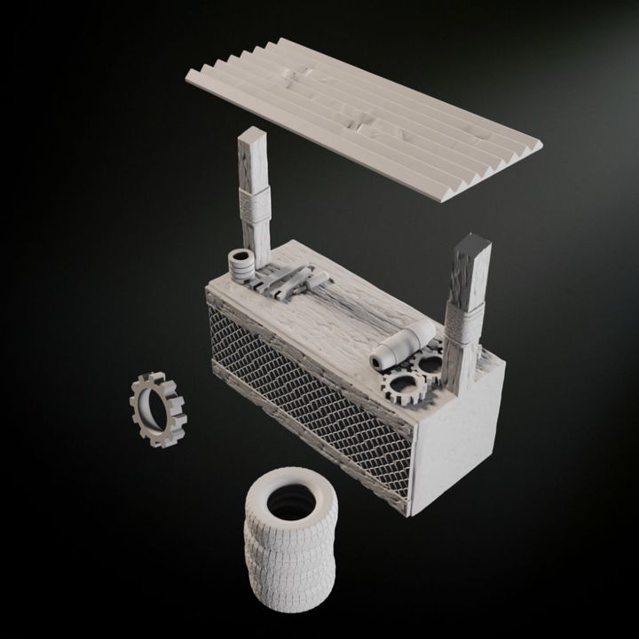 3D Printable Sci-Fi Market Tent V by WargamesCo