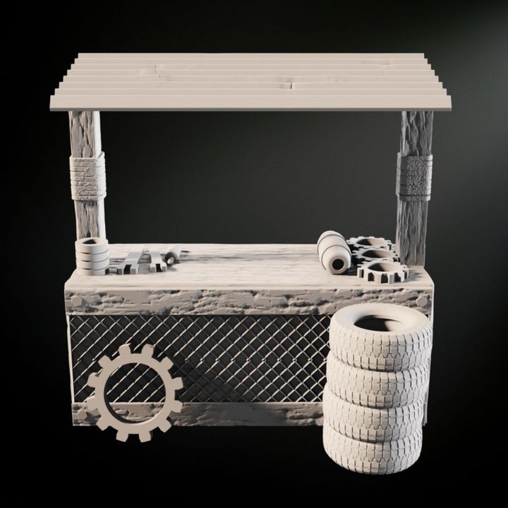 3D Printable Sci-Fi Market Tent V by WargamesCo