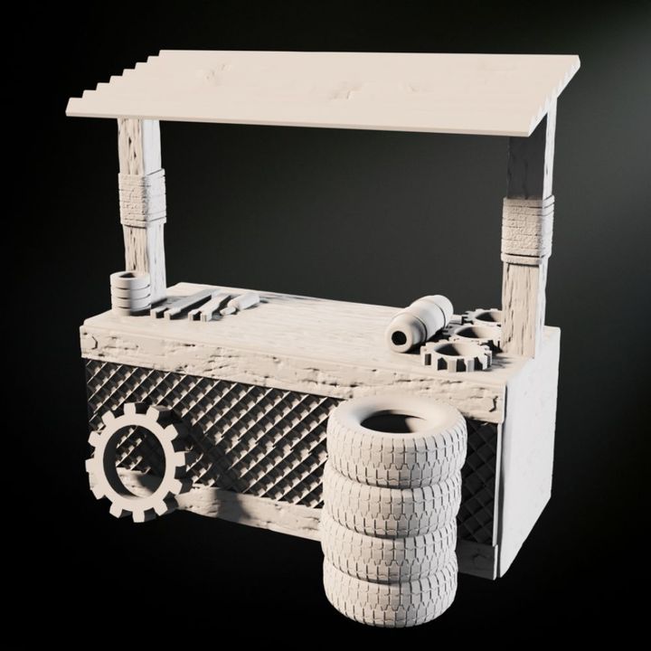 3D Printable Sci-Fi Market Tent V by WargamesCo