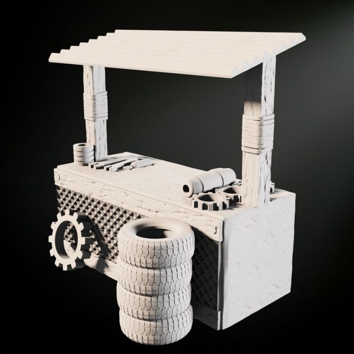 3D Printable Sci-Fi Market Tent V by WargamesCo