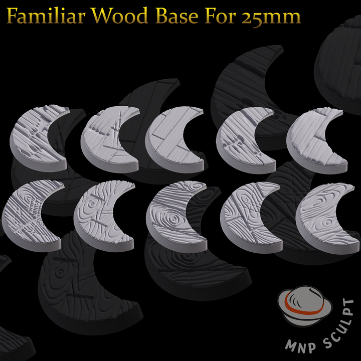 3D Printable Familiar Wood Base For 25mm by MNP Sculpt