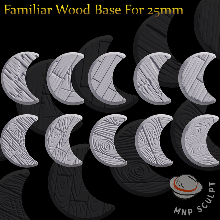 3D Printable Familiar Wood Base For 25mm by MNP Sculpt