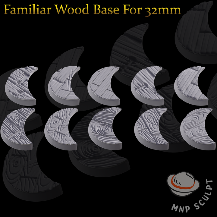 3D Printable Familiar Wood Base For 32mm by MNP Sculpt