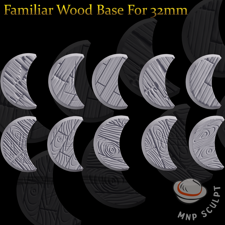 3D Printable Familiar Wood Base For 32mm by MNP Sculpt