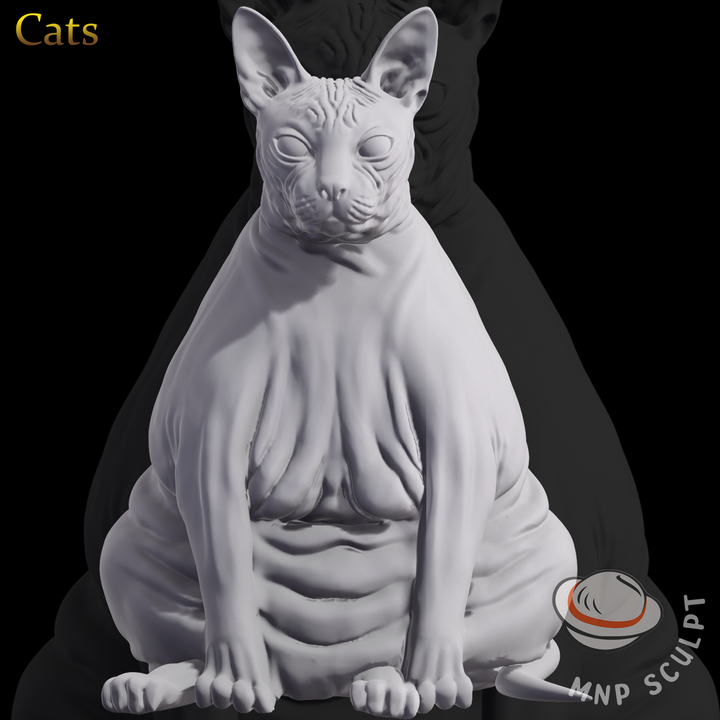 3D Printable Fat Cat Sphinx by MNP Sculpt