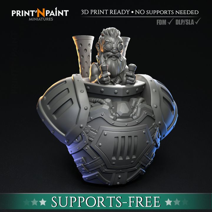 3D Printable Mecha Gnome Bust - Support Free by Leonardo Escovar