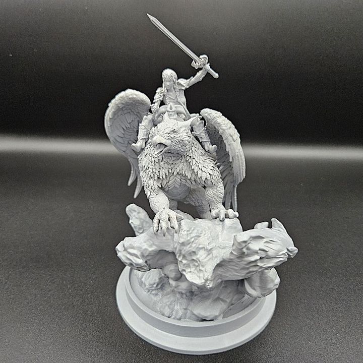 3D Printable griffin with rider by Figures3d