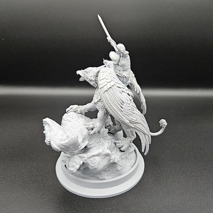 3D Printable griffin with rider by Figures3d