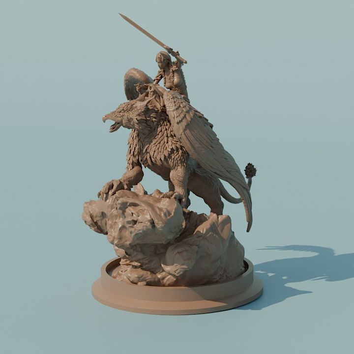 3D Printable griffin with rider by Figures3d