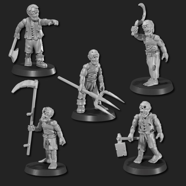 3D Printable Zombie Villagers with Command by Celtic Miniatures