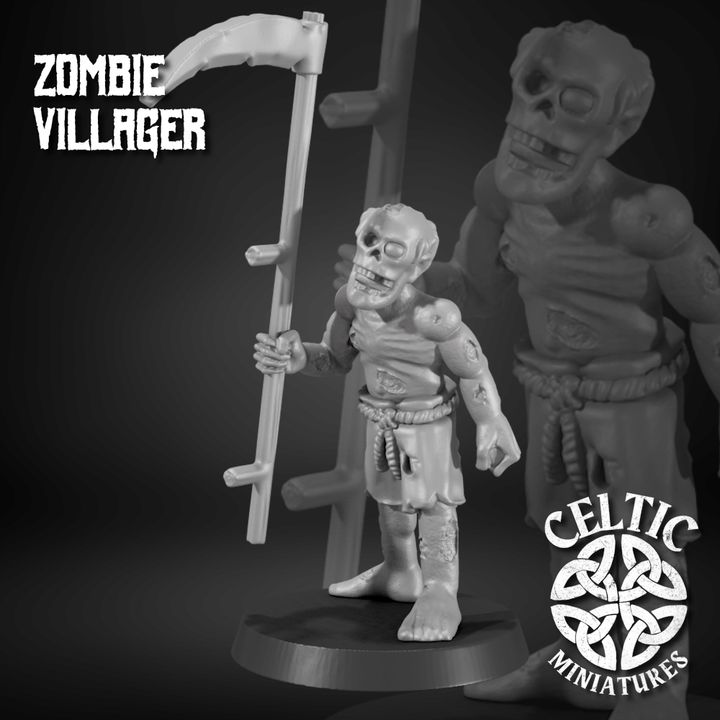 3D Printable Zombie Villagers with Command by Celtic Miniatures