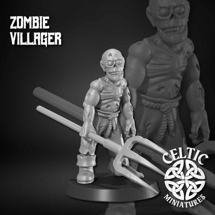 3D Printable Zombie Villagers with Command by Celtic Miniatures