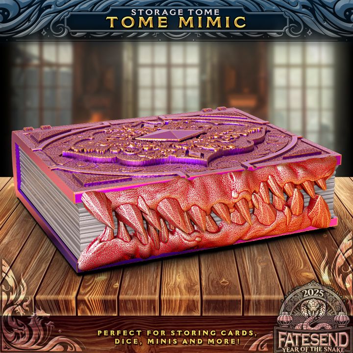 3D Printable Tome Mimic - SUPPORT FREE! (New Tome Bank Tray included ...