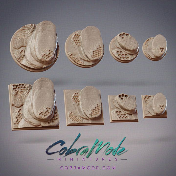 3D Printable Honeycomb Base Pack (8pcs) - Round and Square Versions by ...