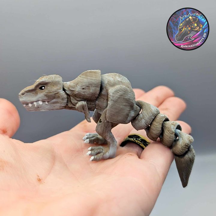 3D Printable Baby Flexi T Rex Keychain by Kirsten M