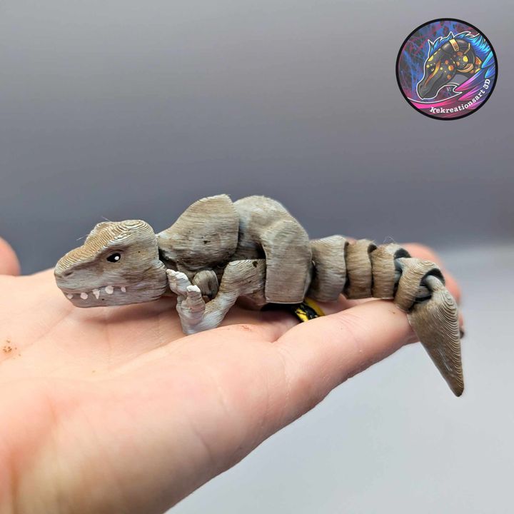 3D Printable Baby Flexi T Rex Keychain by Kirsten M