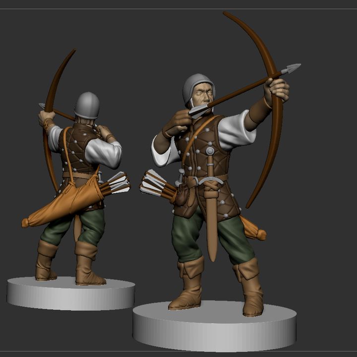 3D Printable English Longbowman 3 by Rogue Hero Minis