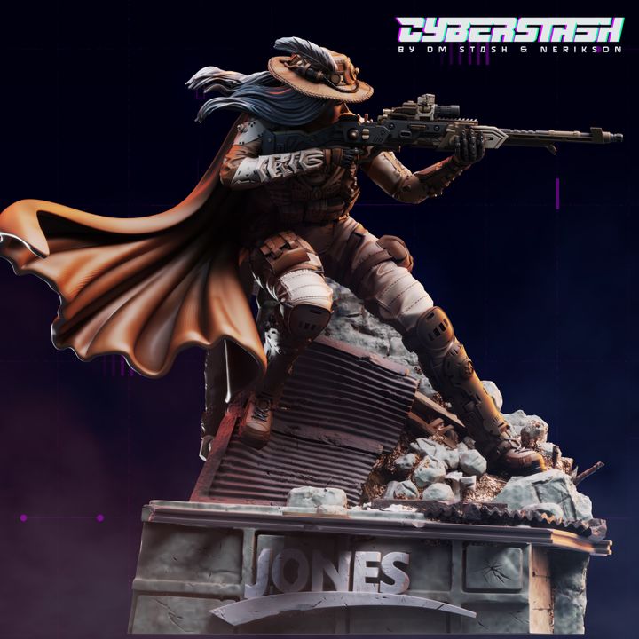 3D Printable Cyberpunk Bush Sniper - Elsie "Dusty" Echoes (Diorama Pose ...